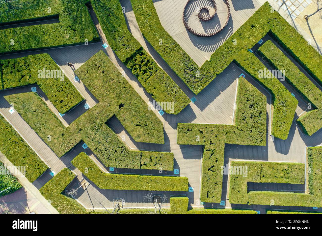 Aerial photo shows the "plant maze" in Zhengzhou City, central China's ...