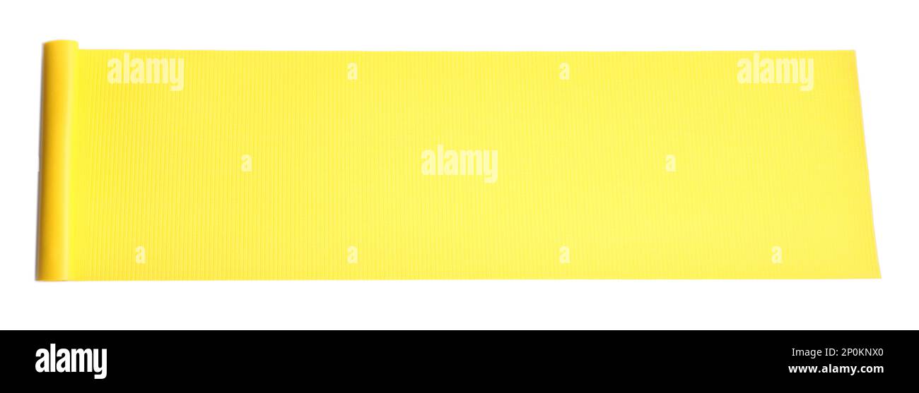 Yellow camping mat isolated on white, top view. Banner design Stock ...