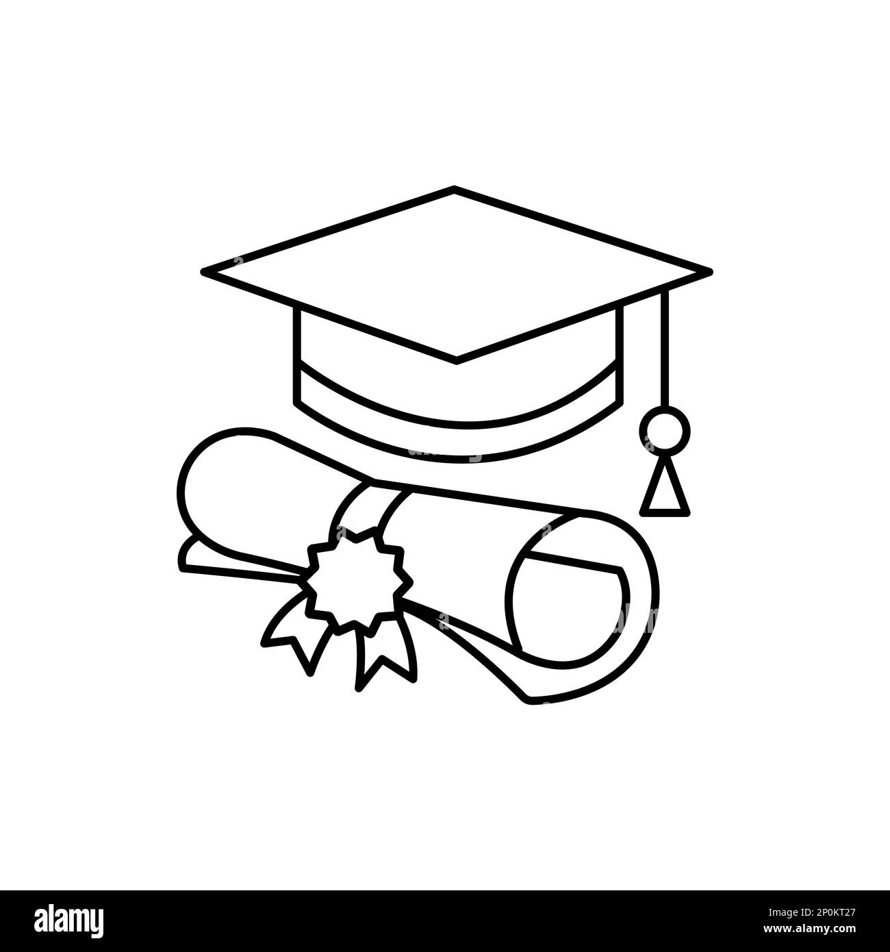 Graduation cap and scroll simple icon vector illustration Stock Vector ...