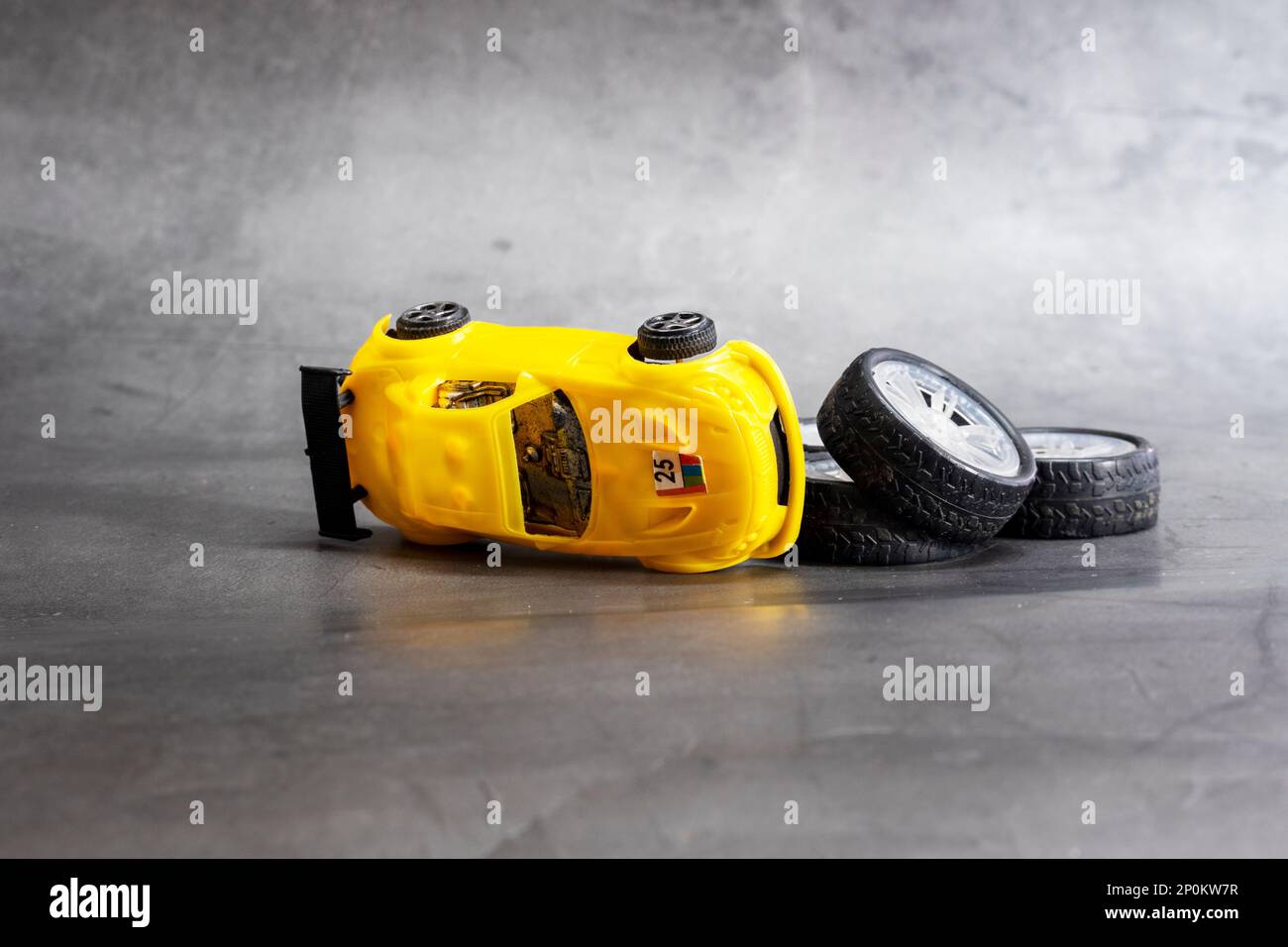 small toy car models accident on the road, the concept of road accident ...