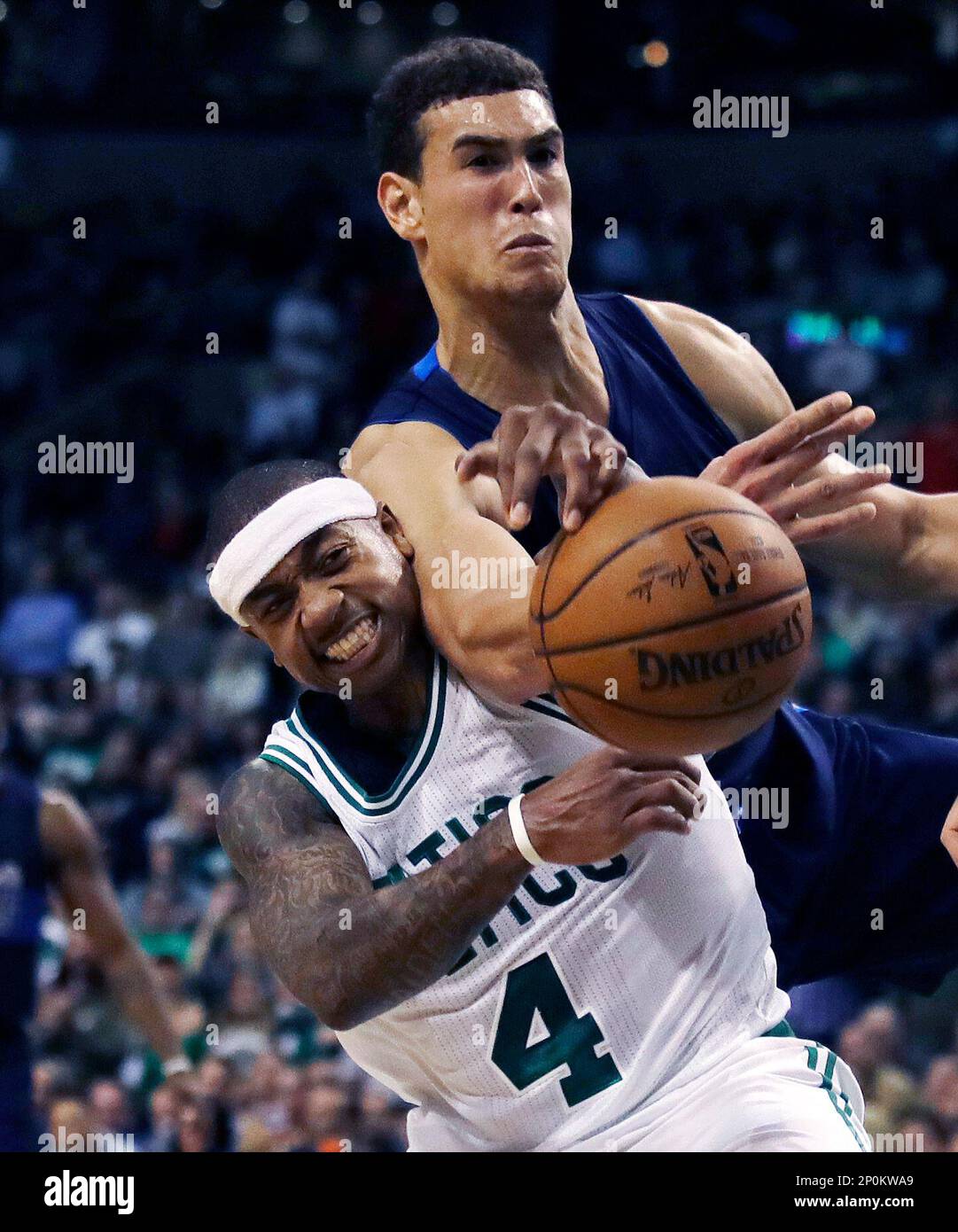 Boston Celtics guard Isaiah Thomas (4) and Dallas Mavericks forward ...