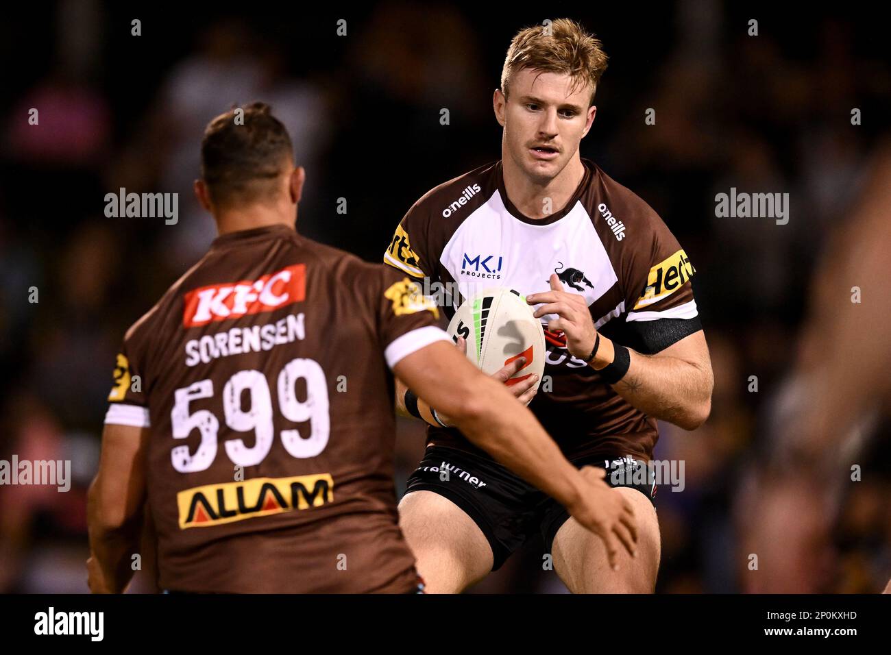 Luke Garner of the Panthers during the warm up ahead of the NRL Round 1 ...