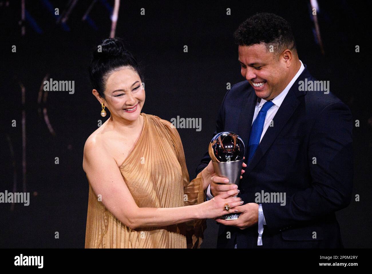 Paris, France - February 27: Marcia Aoki, Widow to Pele, is presented ...