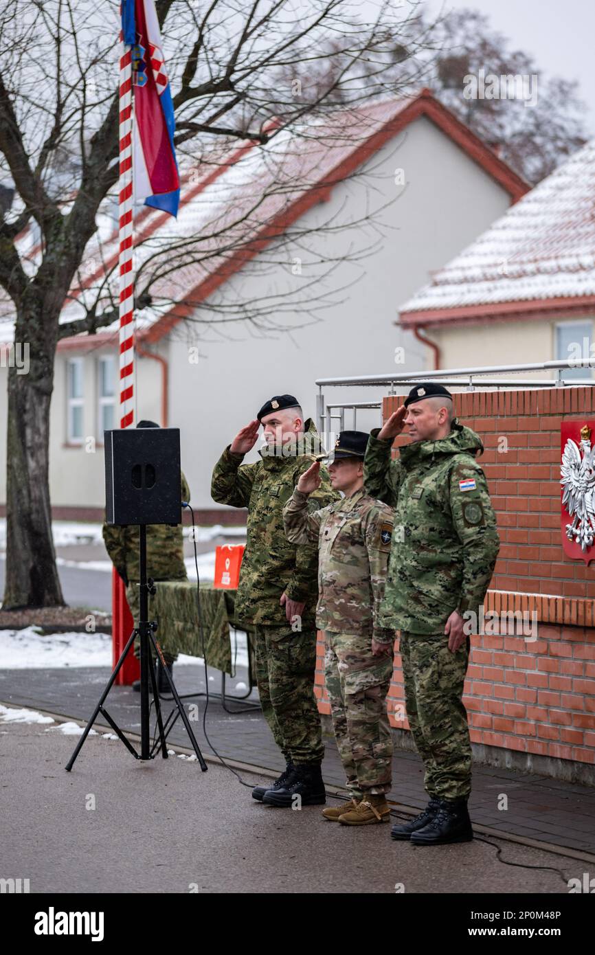 From left, Croatian army Maj. Ivan Kamber, incoming commander of the ...