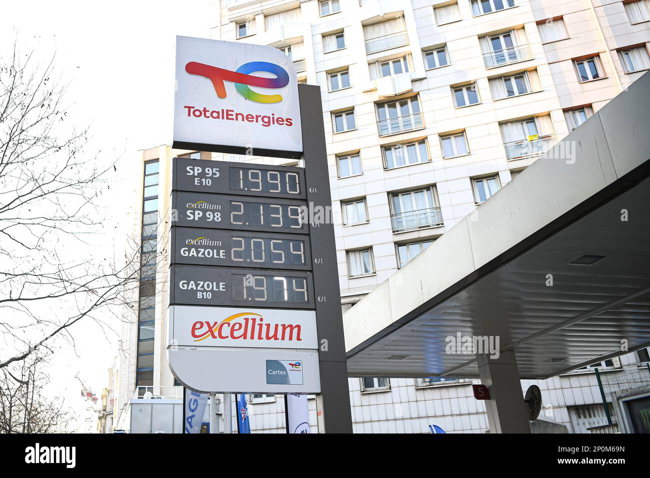 llustration picture shows a electronic panel with prices at a ...