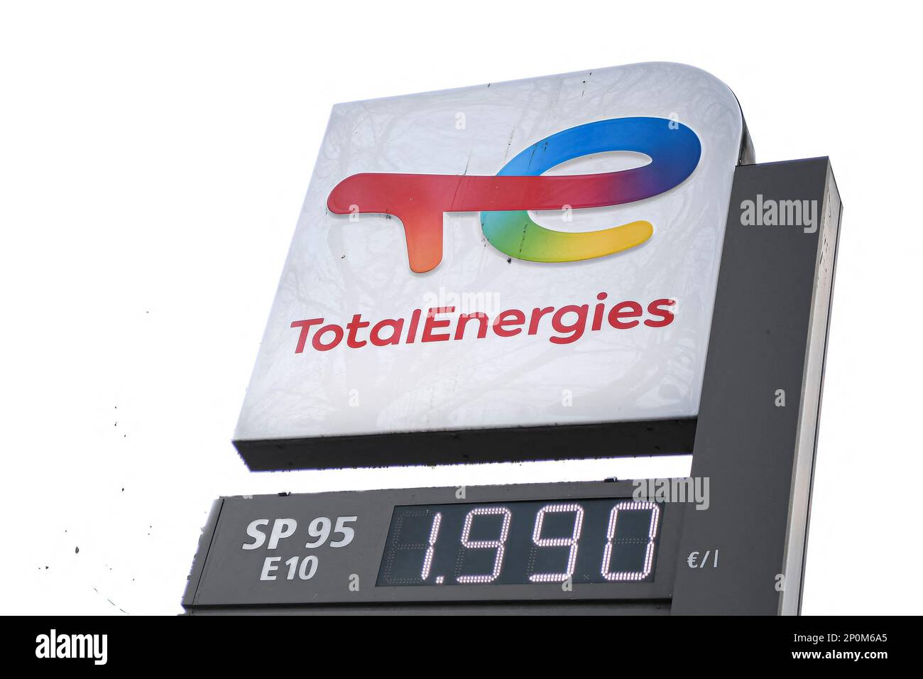 llustration picture shows a electronic panel with prices at a ...