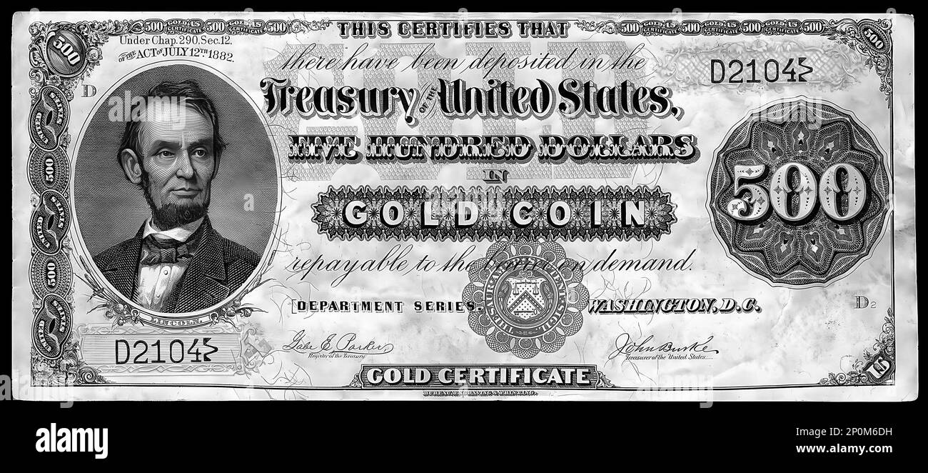 Gold certificate bank note Black and White Stock Photos & Images - Alamy