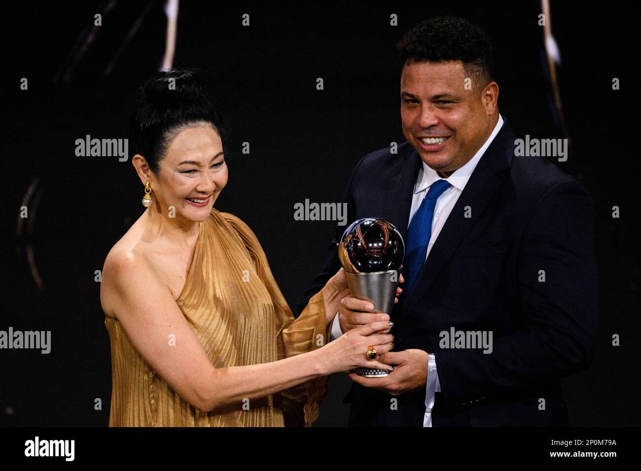 Paris, France - February 27: Marcia Aoki, Widow to Pele, is presented ...