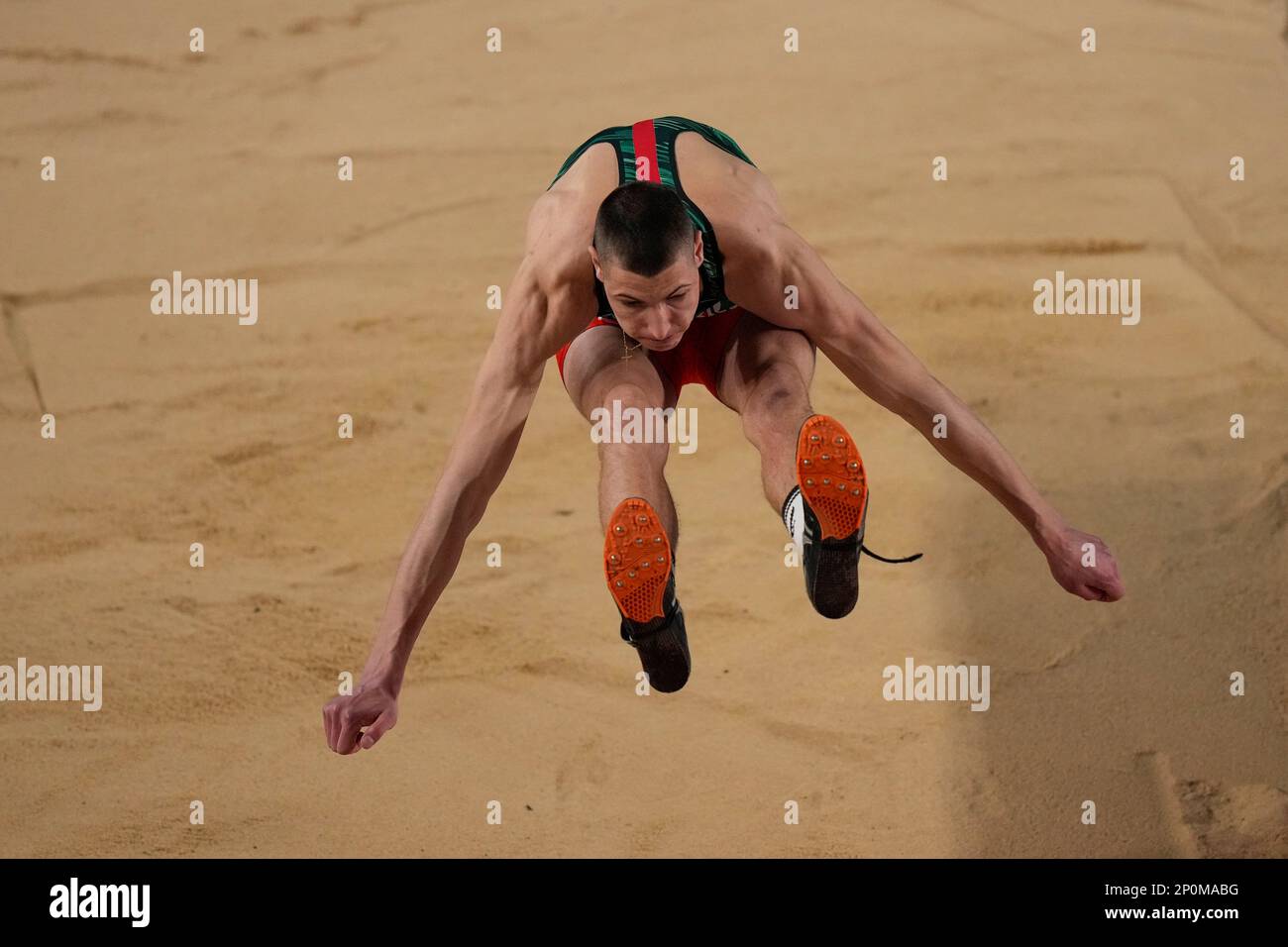 Bozhidar Saraboyukov, of Bulgaria, makes an attempt in the Men Long ...