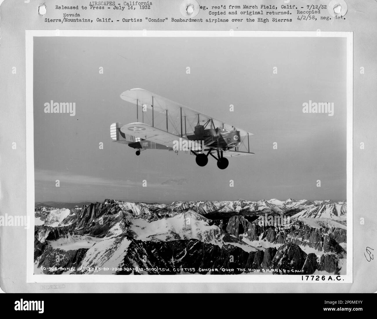 California - Sierra Nevada Mts, Aerial Photograph Stock Photo - Alamy