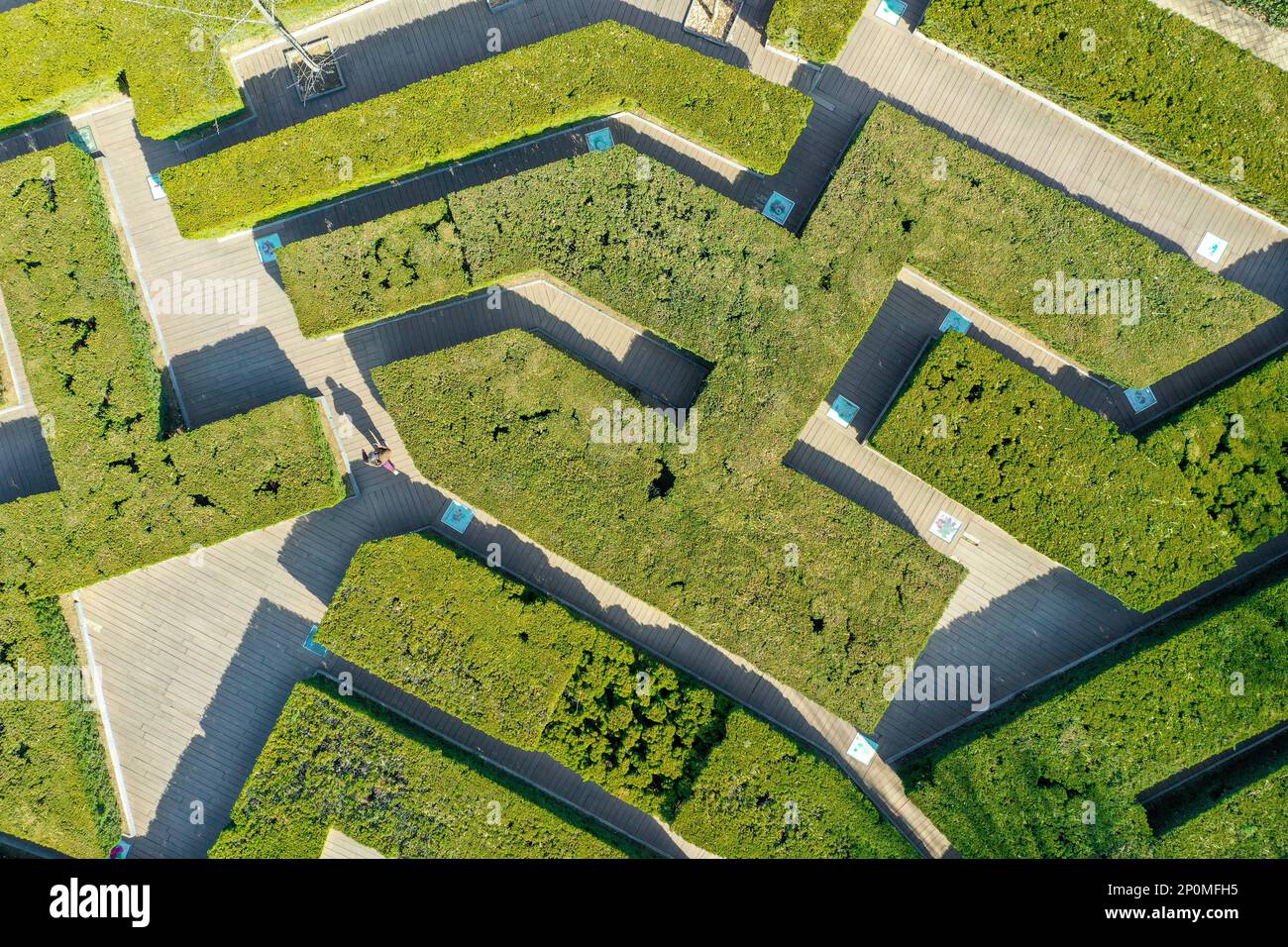 Aerial photo shows the "plant maze" in Zhengzhou City, central China's ...