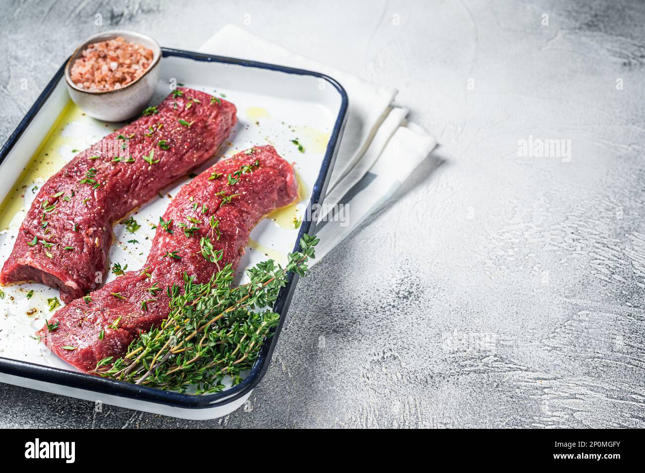 Fresh lamb sirloin meat, Mutton tenderloin fillet with herbs and spices ...
