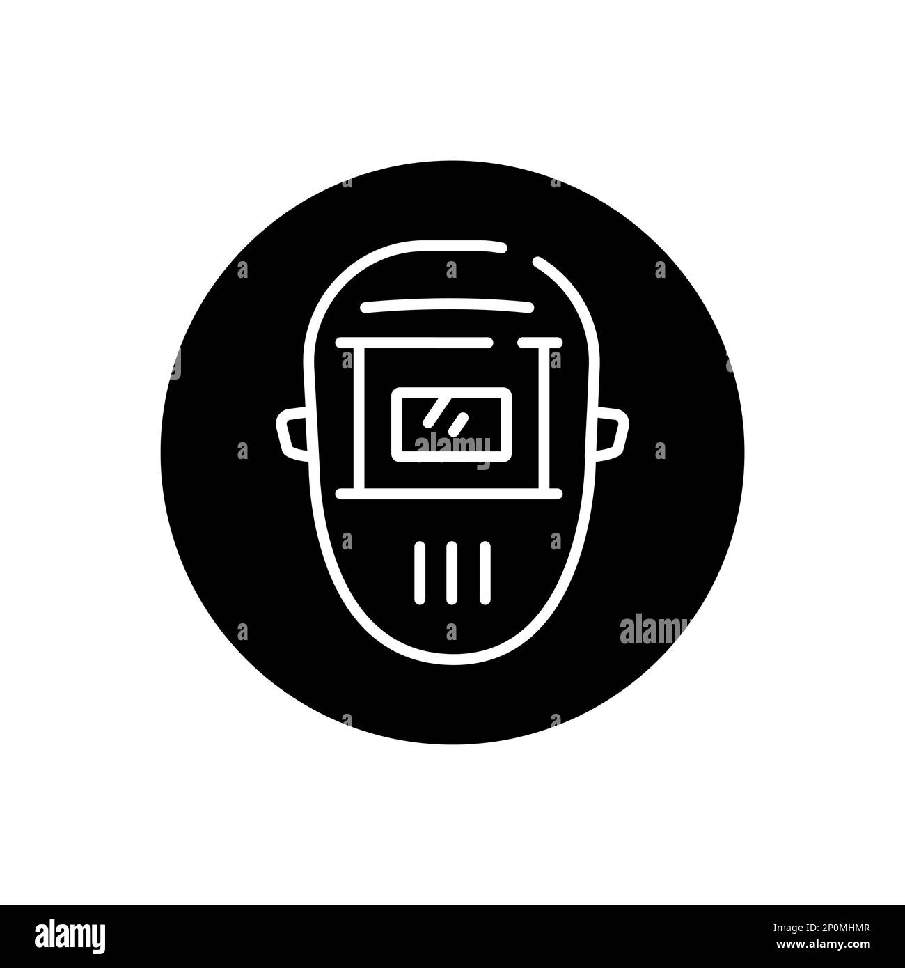 Protection welding mask black line icon. Face safety. Work equipment ...