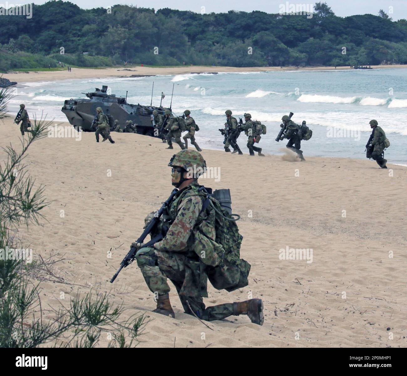 The Amphibious Assault Vehicle,AAV7, is used during a Japan-U.S. joint ...