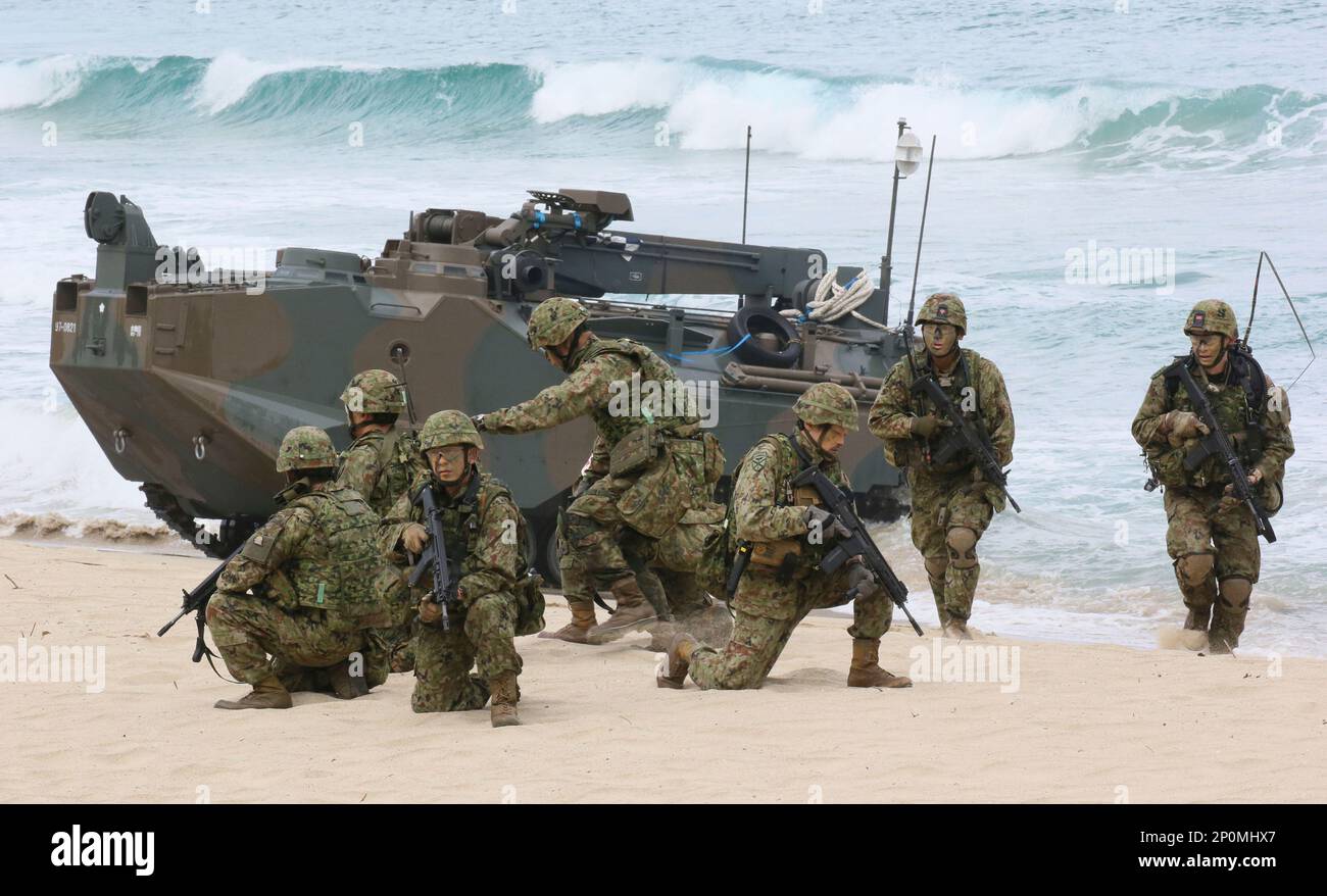 The Amphibious Assault Vehicle,AAV7, is used during a Japan-U.S. joint ...