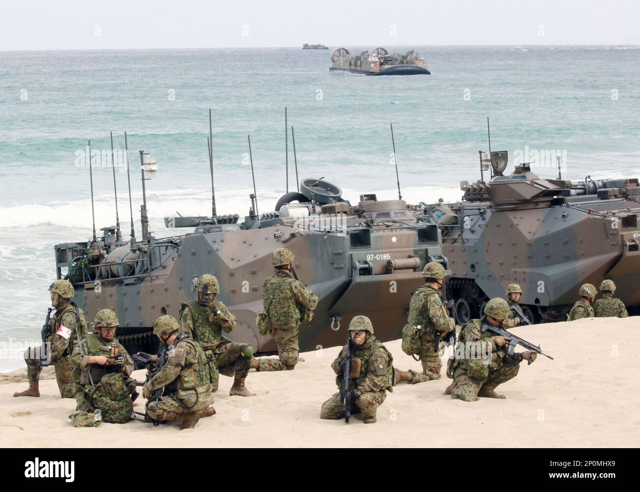 The Amphibious Assault Vehicle,AAV7, are used during a Japan-U.S. joint ...
