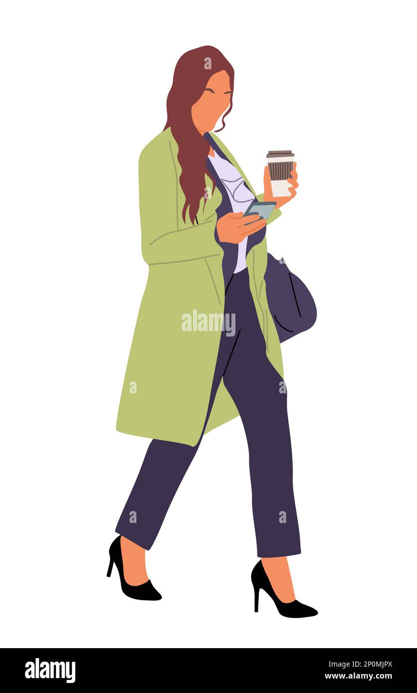 Office walking coffee woman Stock Vector Images - Alamy