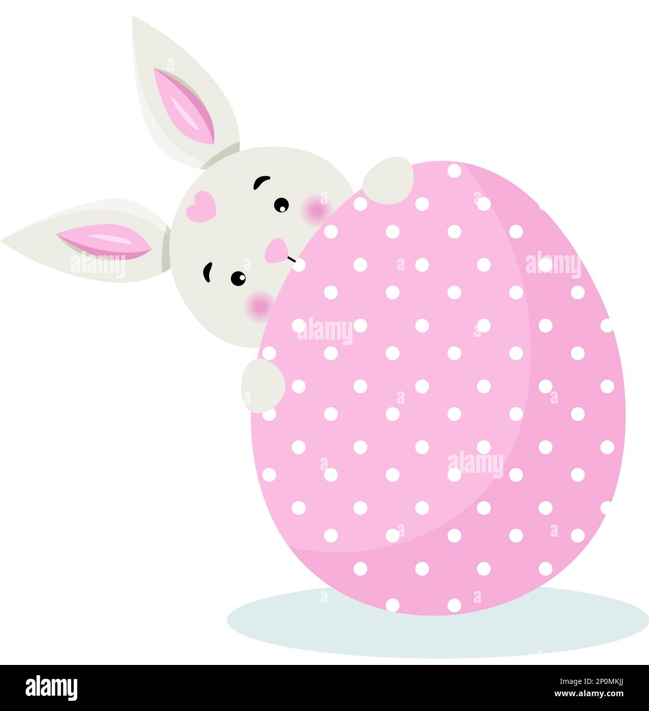 Cute bunny with big pink Easter egg Stock Photo - Alamy