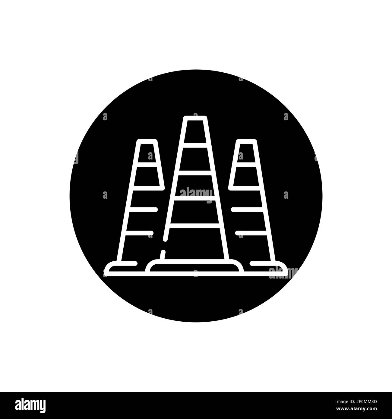 Traffic cone black line icon. Stop symbol. Road work sign Stock Vector ...