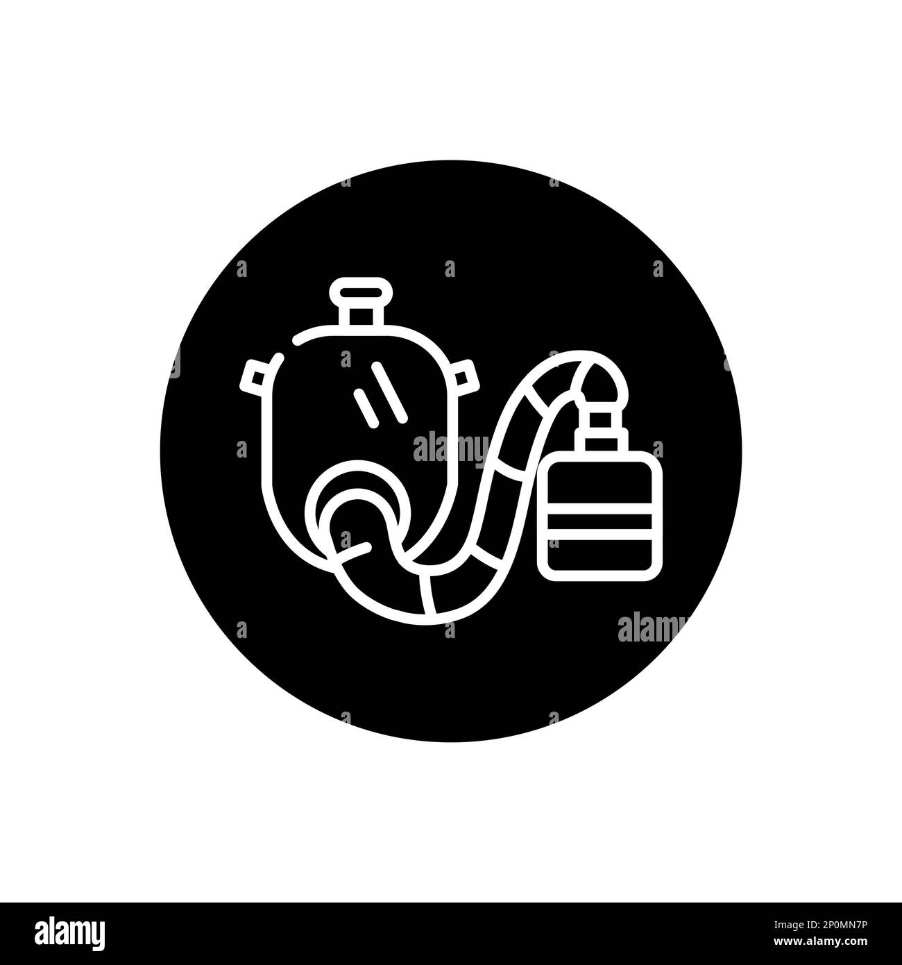 Respirator mask black line icon. Oxygen breathing apparatus Stock ...