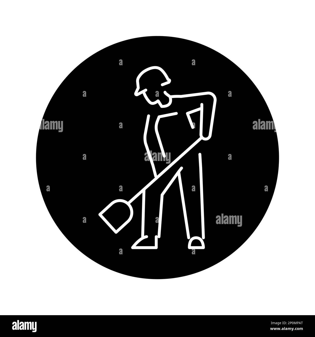 Shovel worker olor line icon. Road construction. Pictogram for web page ...