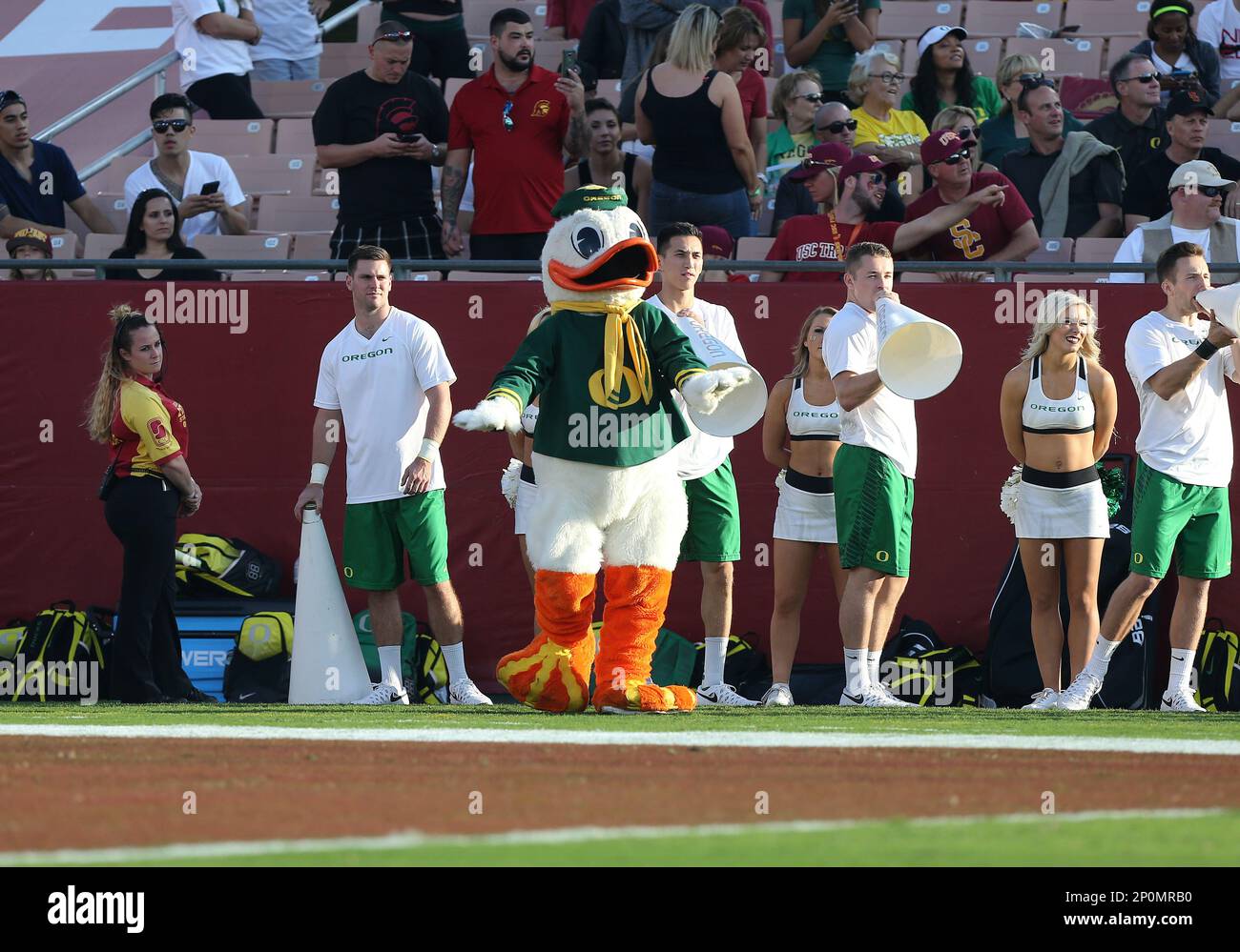 LOS ANGELES, CA - NOVEMBER 05: The Oregon Duck shows off his moves ...