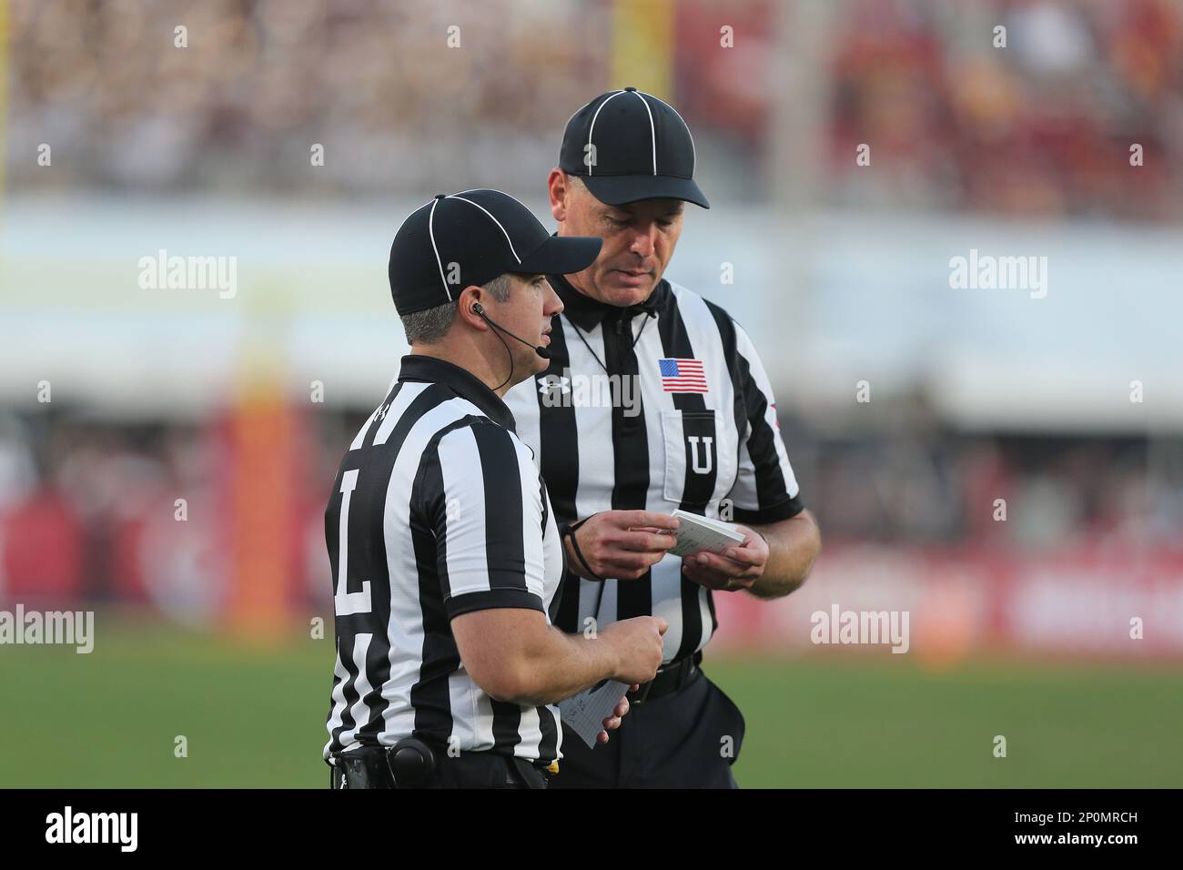 LOS ANGELES, CA - NOVEMBER 05: Referees look at both team rosters ...