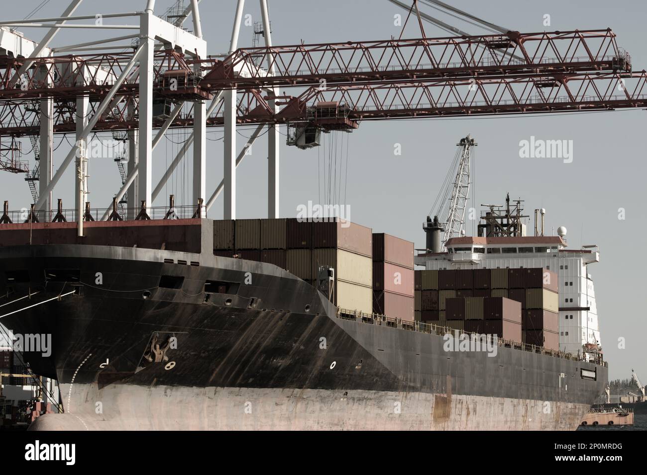 Logistics terminal sends import-export cargo containers to cargo ship ...