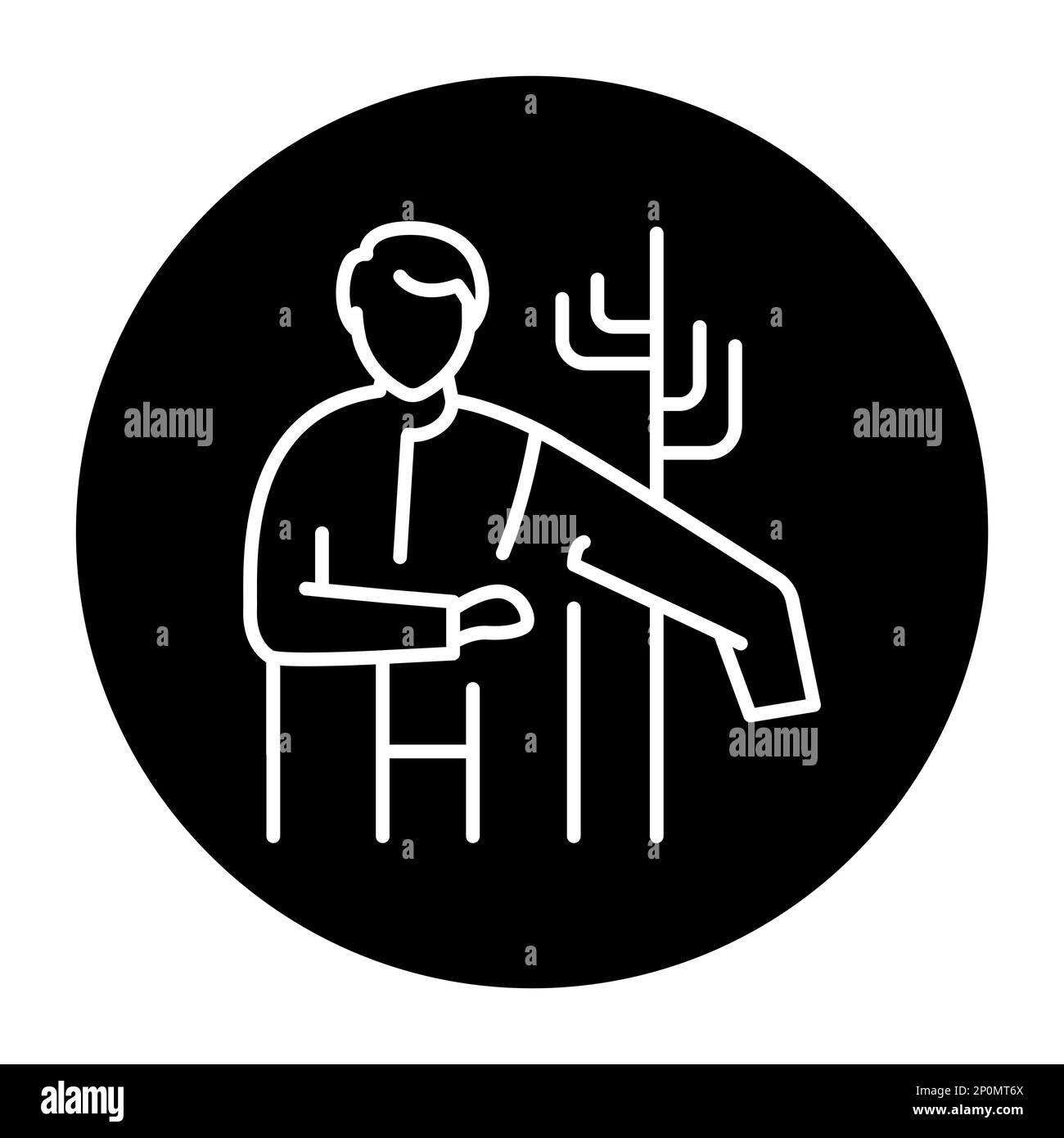 Dress in clothes black line icon. Routine. Pictogram for web page Stock ...