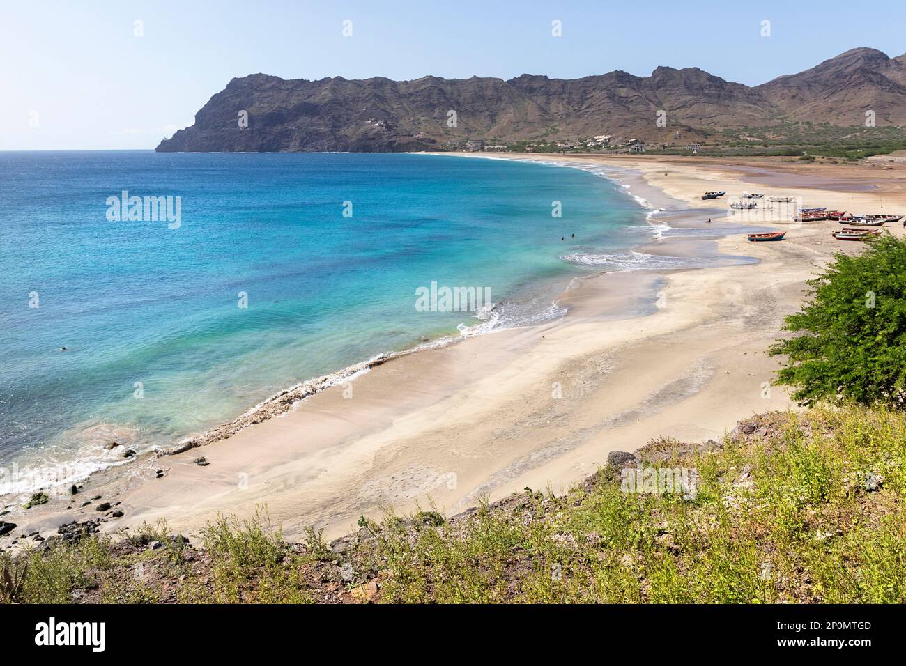 Spectacular Sao Pedro sandy beach near Mindelo city on the island of ...