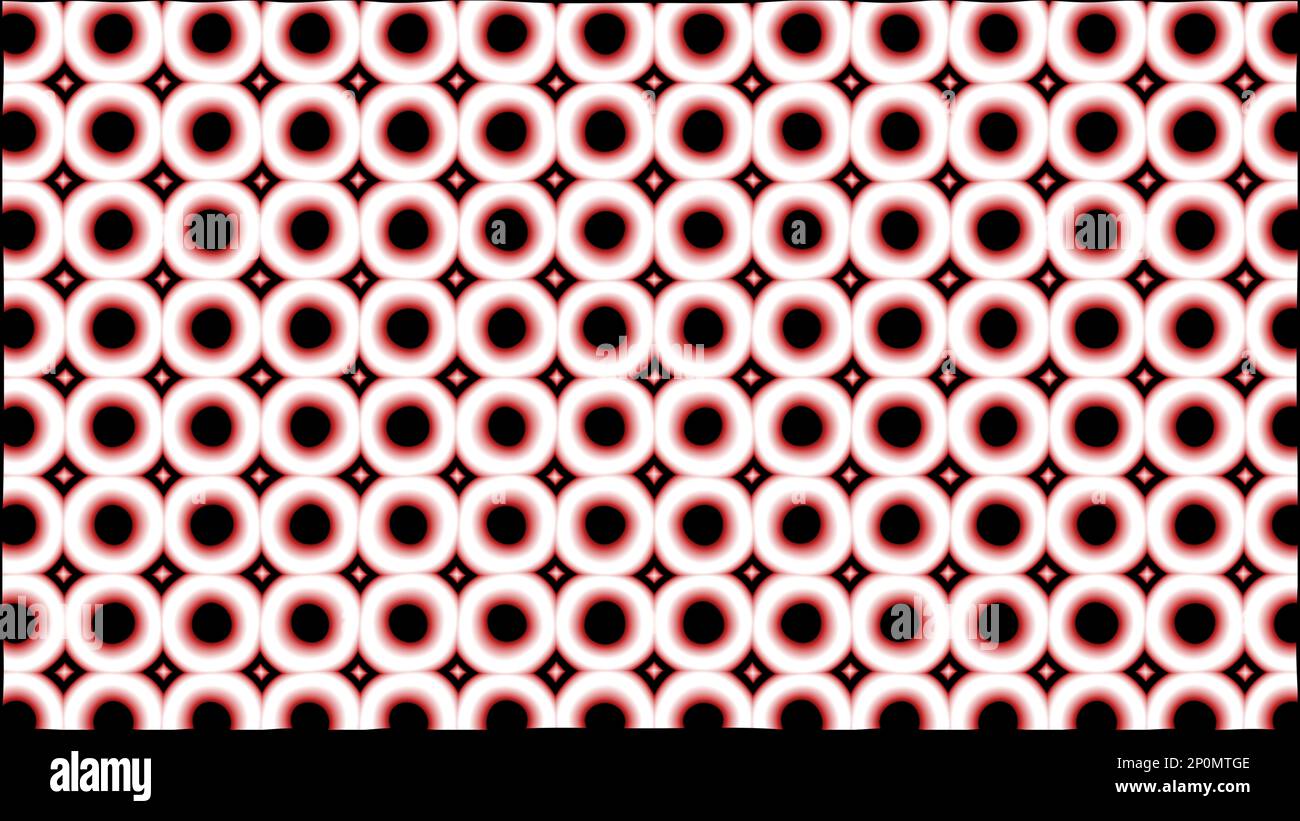 black circle and red rings with a organized pattern on abstract ...