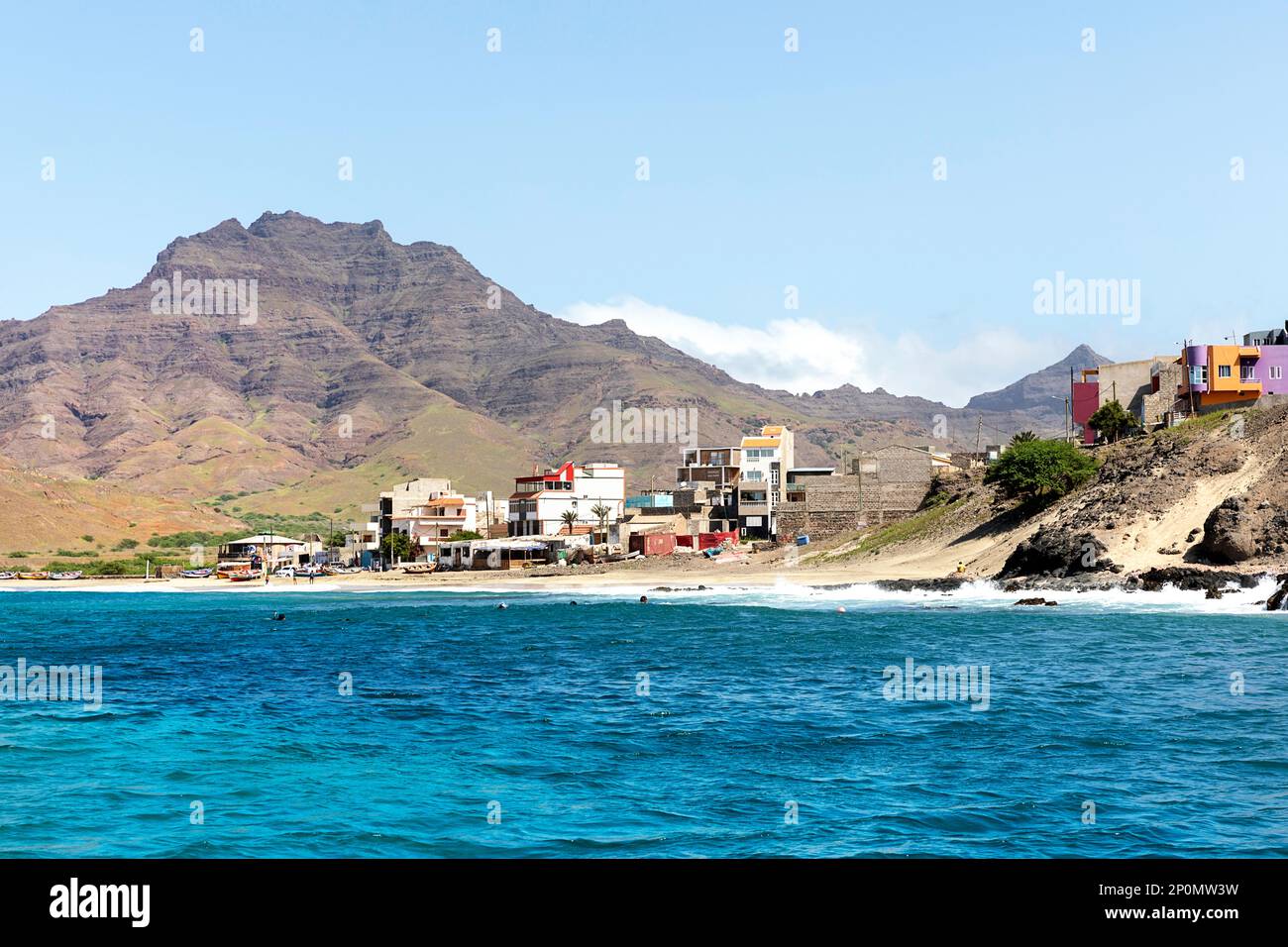 Sao pedro fishing village near a beautiful bay with mountains at the ...