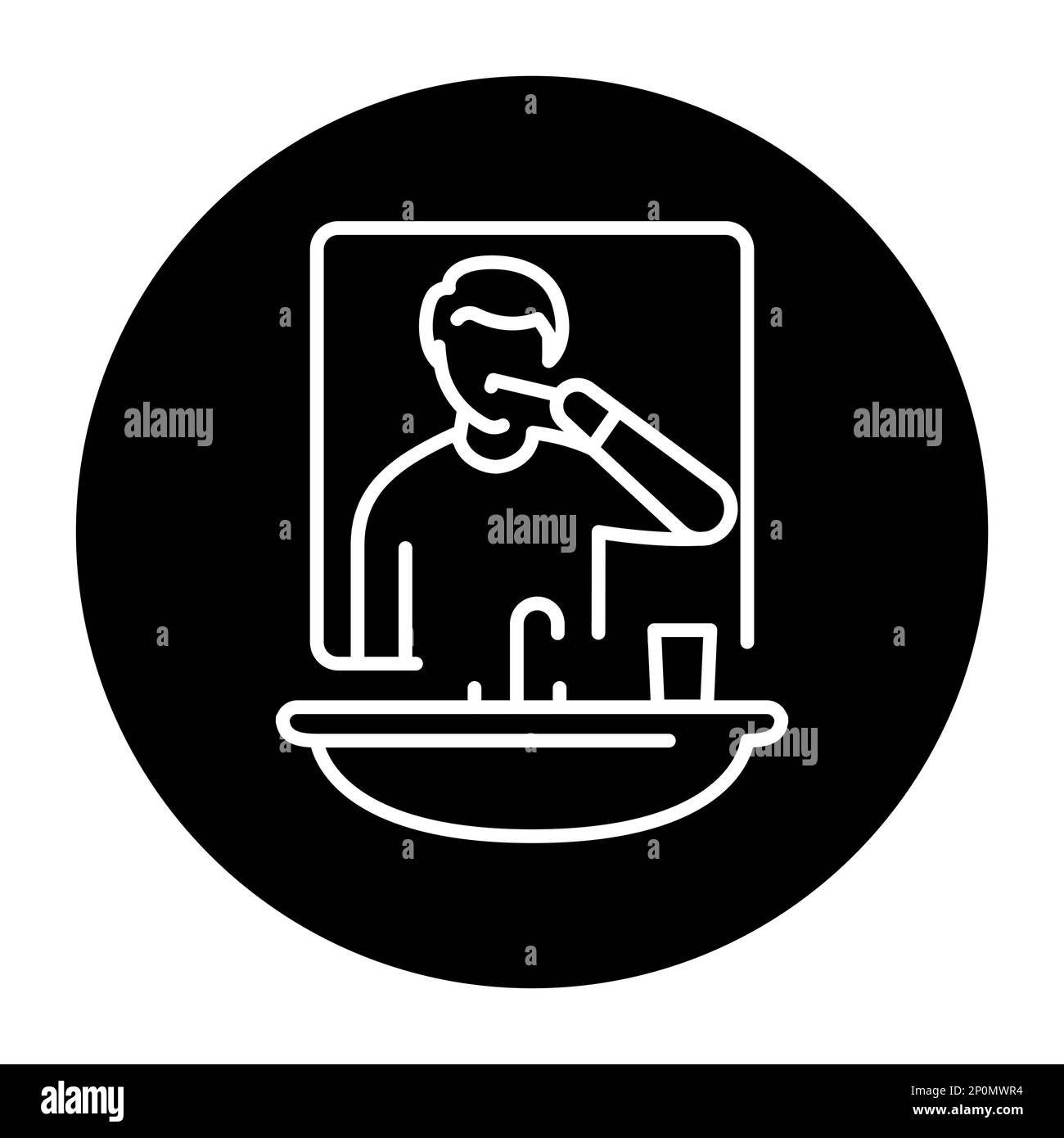 Brush teeth black line icon. Routine. Pictogram for web page Stock ...
