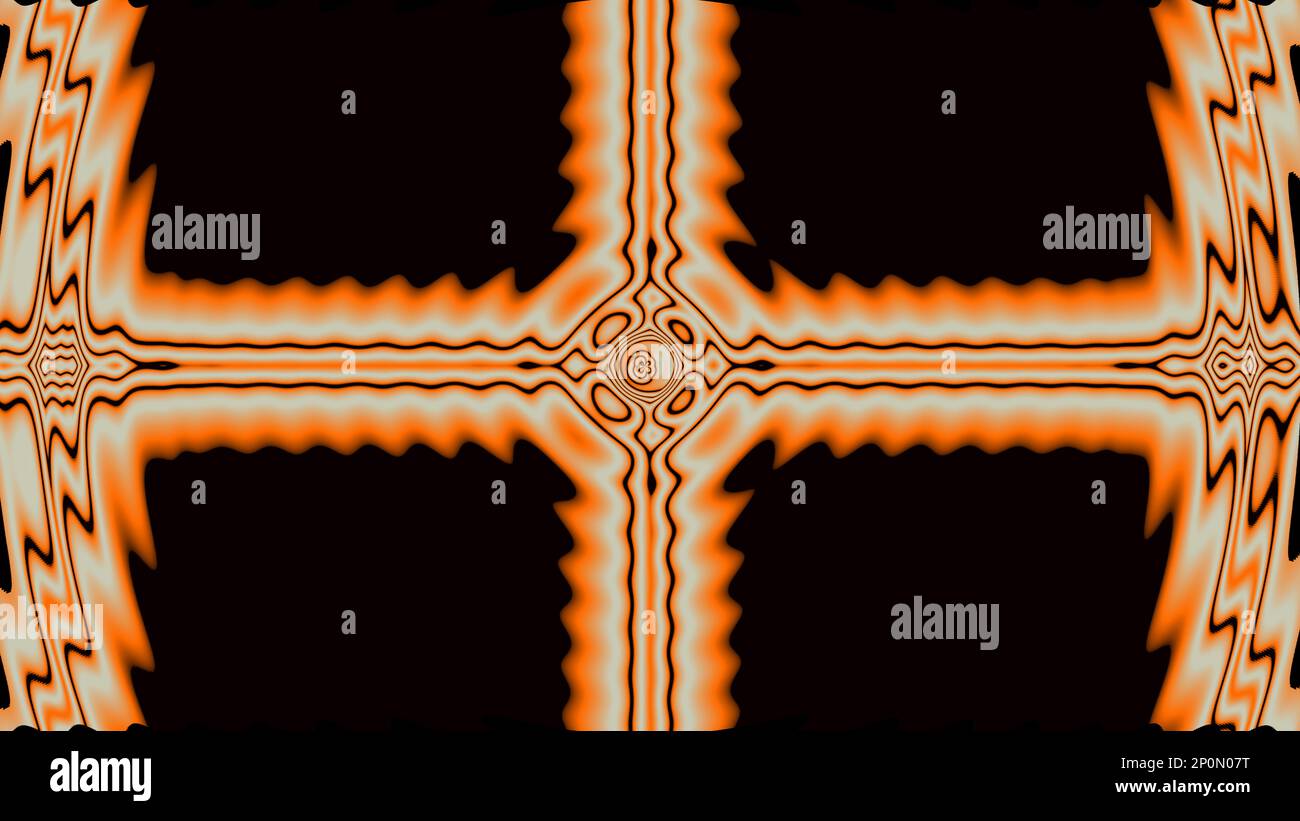 orange frequency sound waves spreading to the edges on dark background with 3D rendering ...