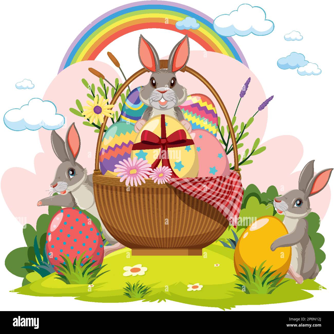 Easter Bunny with Colouful Eggs illustration Stock Vector Image & Art ...