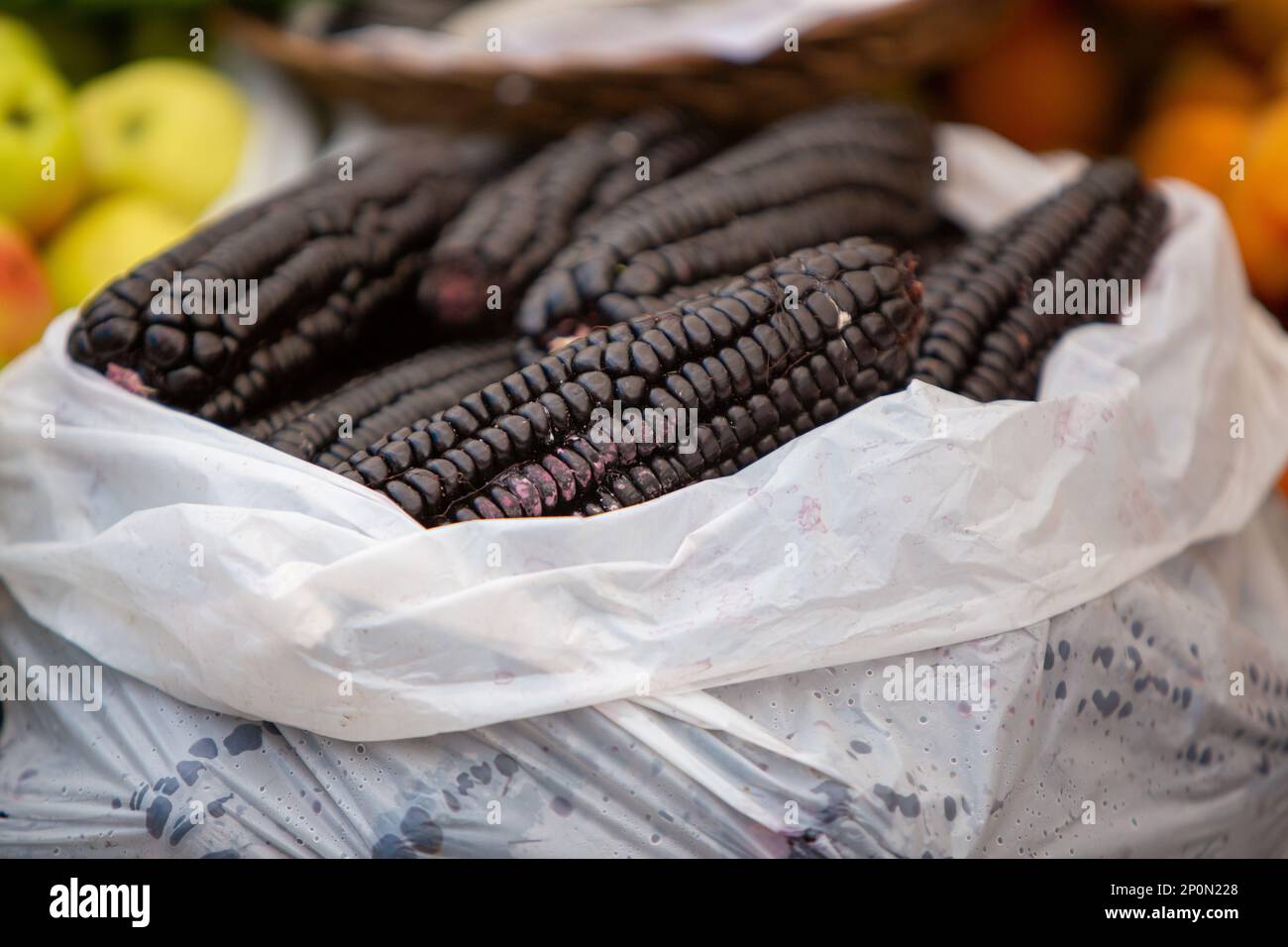 Bag of Fresh black corn at the market Stock Photo - Alamy