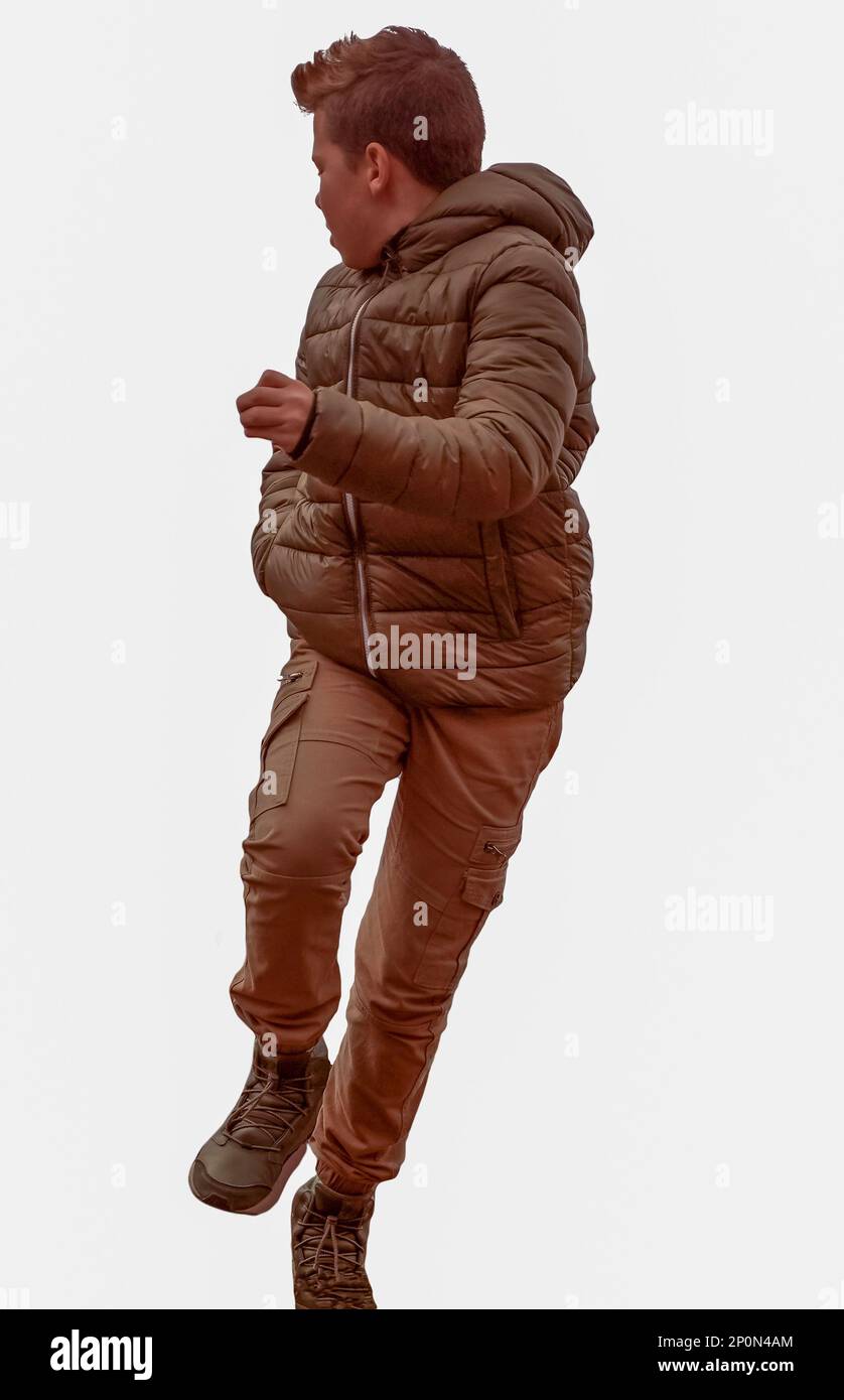Running boy isolated on white background Stock Photo - Alamy
