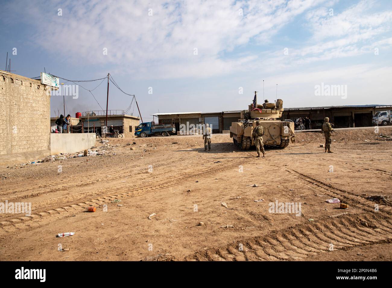 An M2A2 Bradley Fighting Vehicle, assigned to Charlie Company, 2nd ...