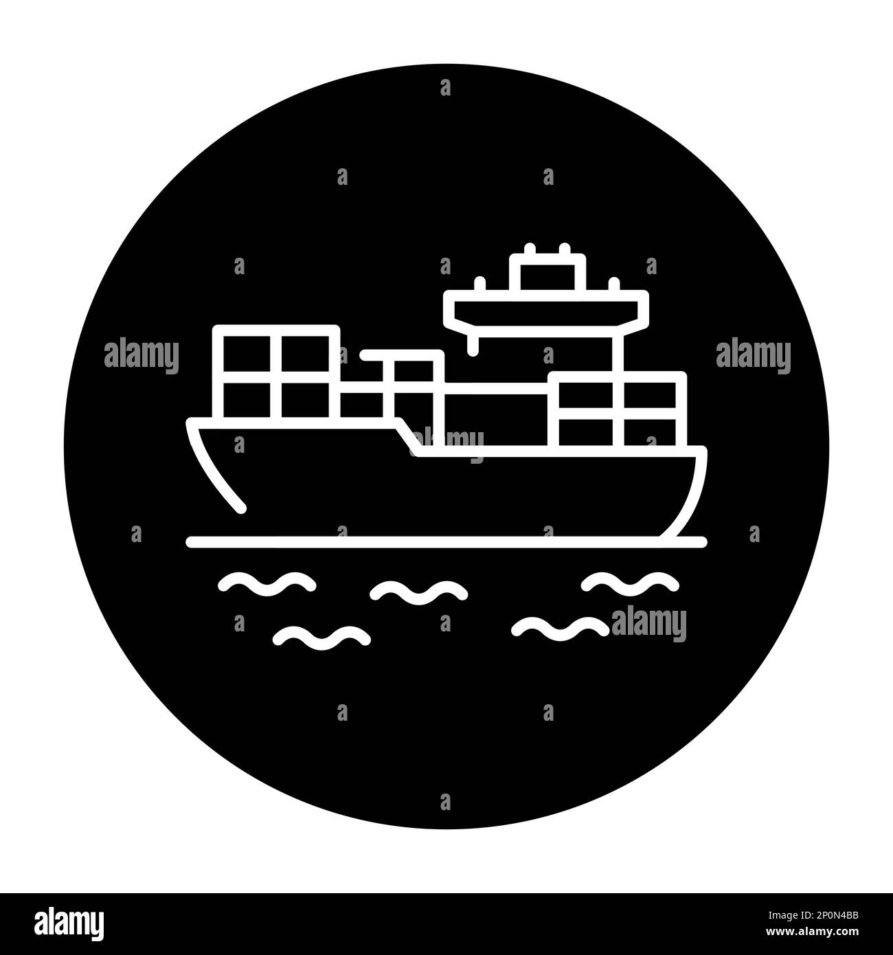 Cargo ship with containers olor line icon. Pictogram for web page Stock ...