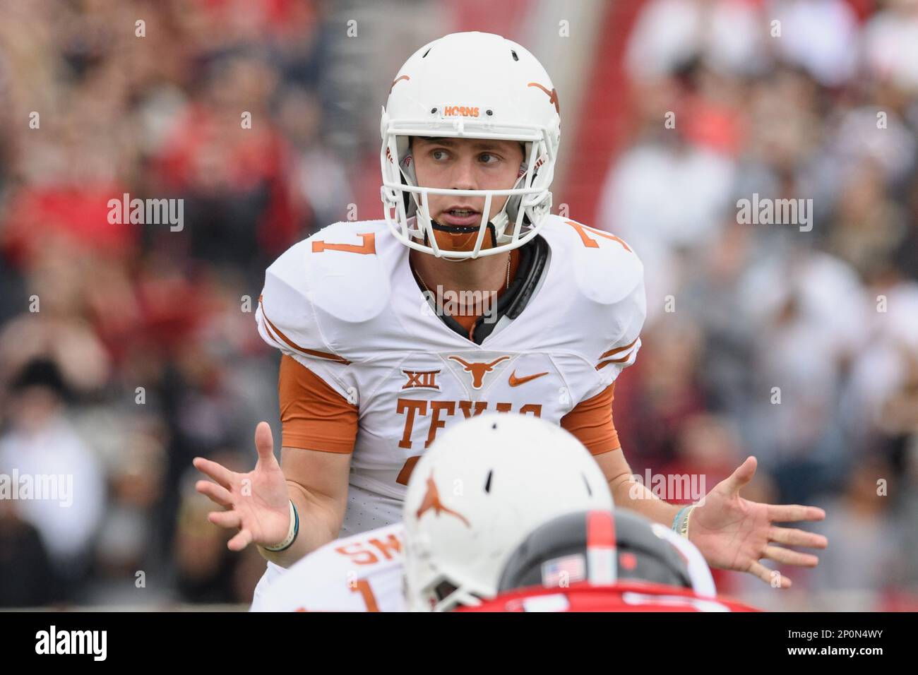 Texas quarterback Shane Buechele (7) during an NCAA football game ...