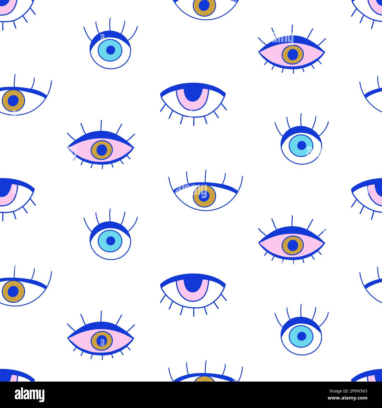 Evil eye seamless pattern. Ethnic Turkish eyes decorative symbols ...