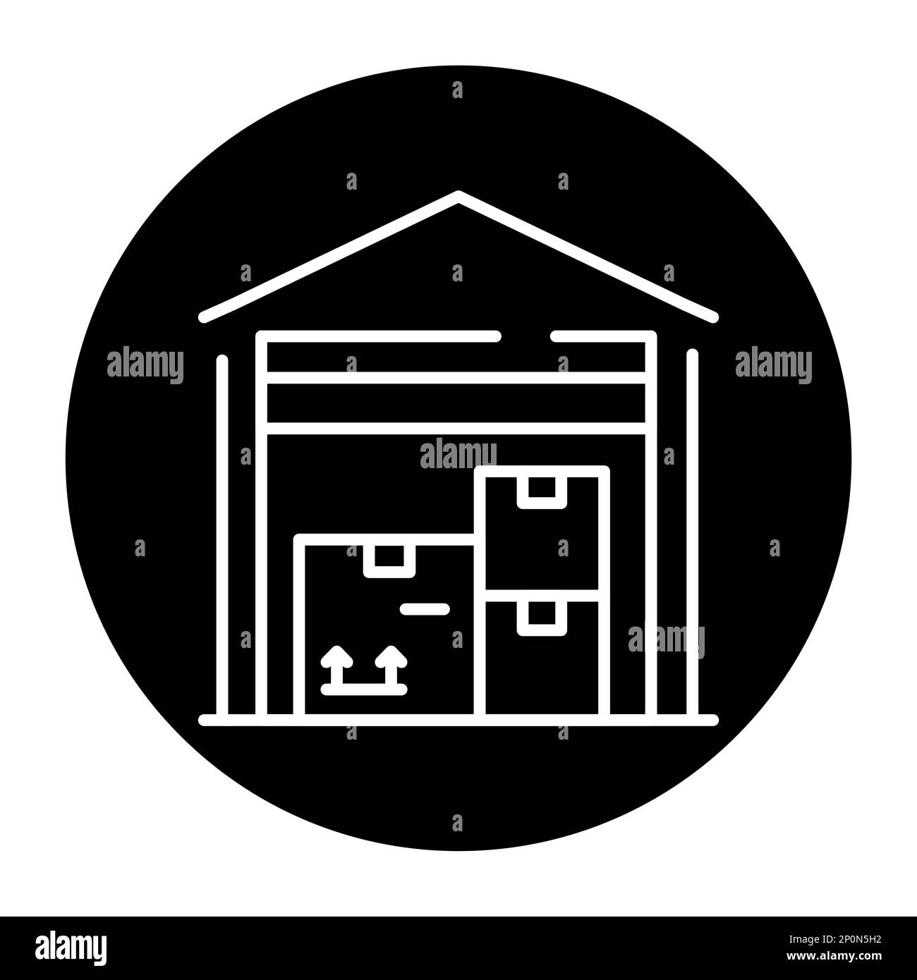 Warehouse with boxes olor line icon. Pictogram for web page Stock ...