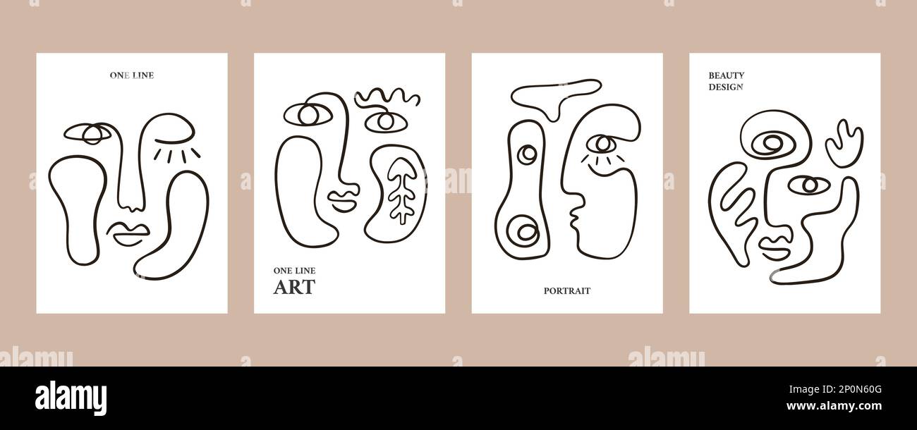 One line drawing faces hi-res stock photography and images - Alamy