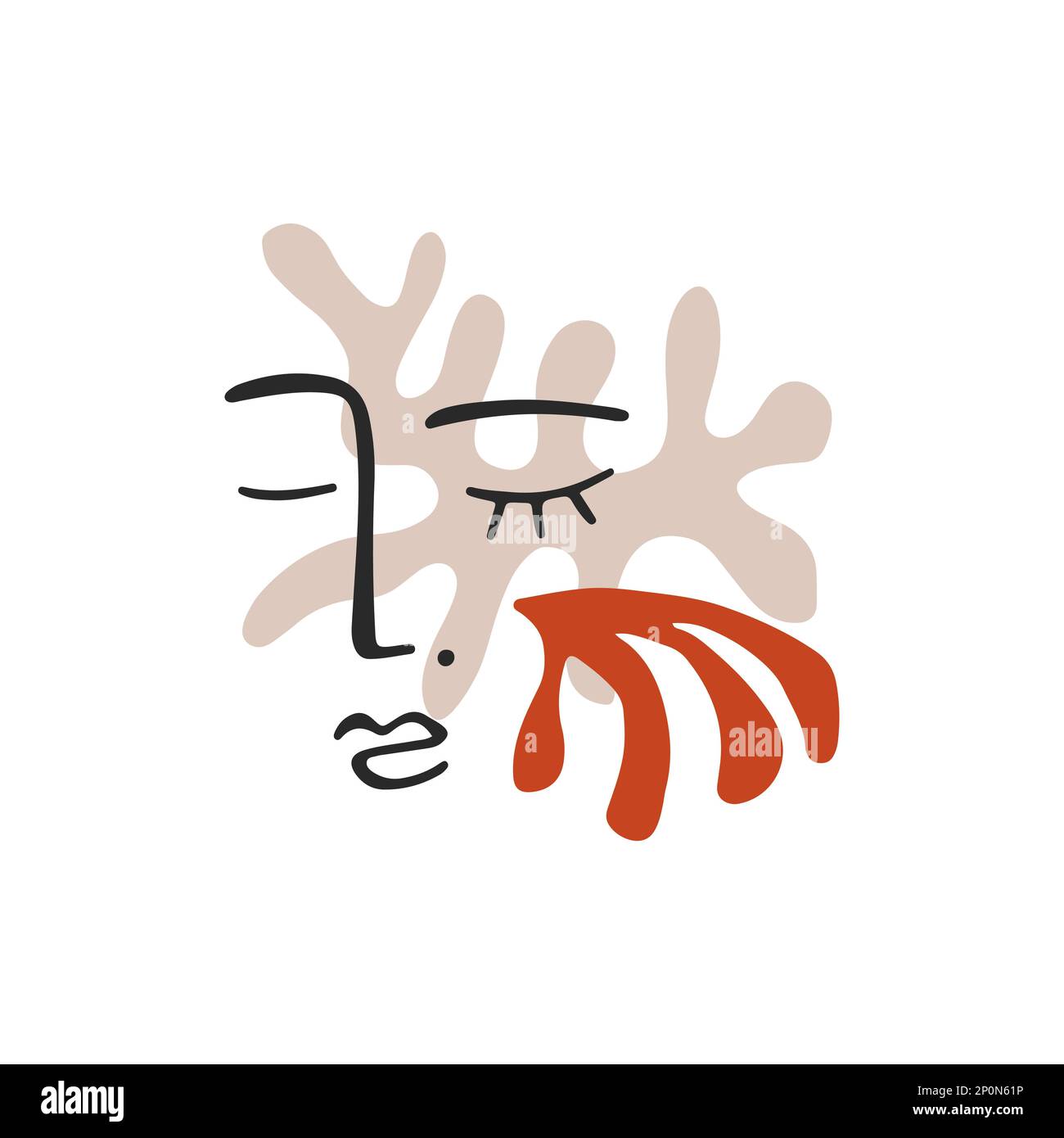 Woman face trendy minimal sketch drawing Stock Vector Image & Art - Alamy