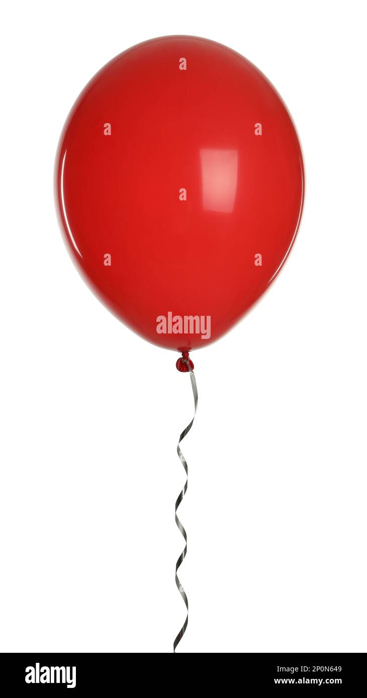 Red balloon with ribbon isolated on white Stock Photo - Alamy