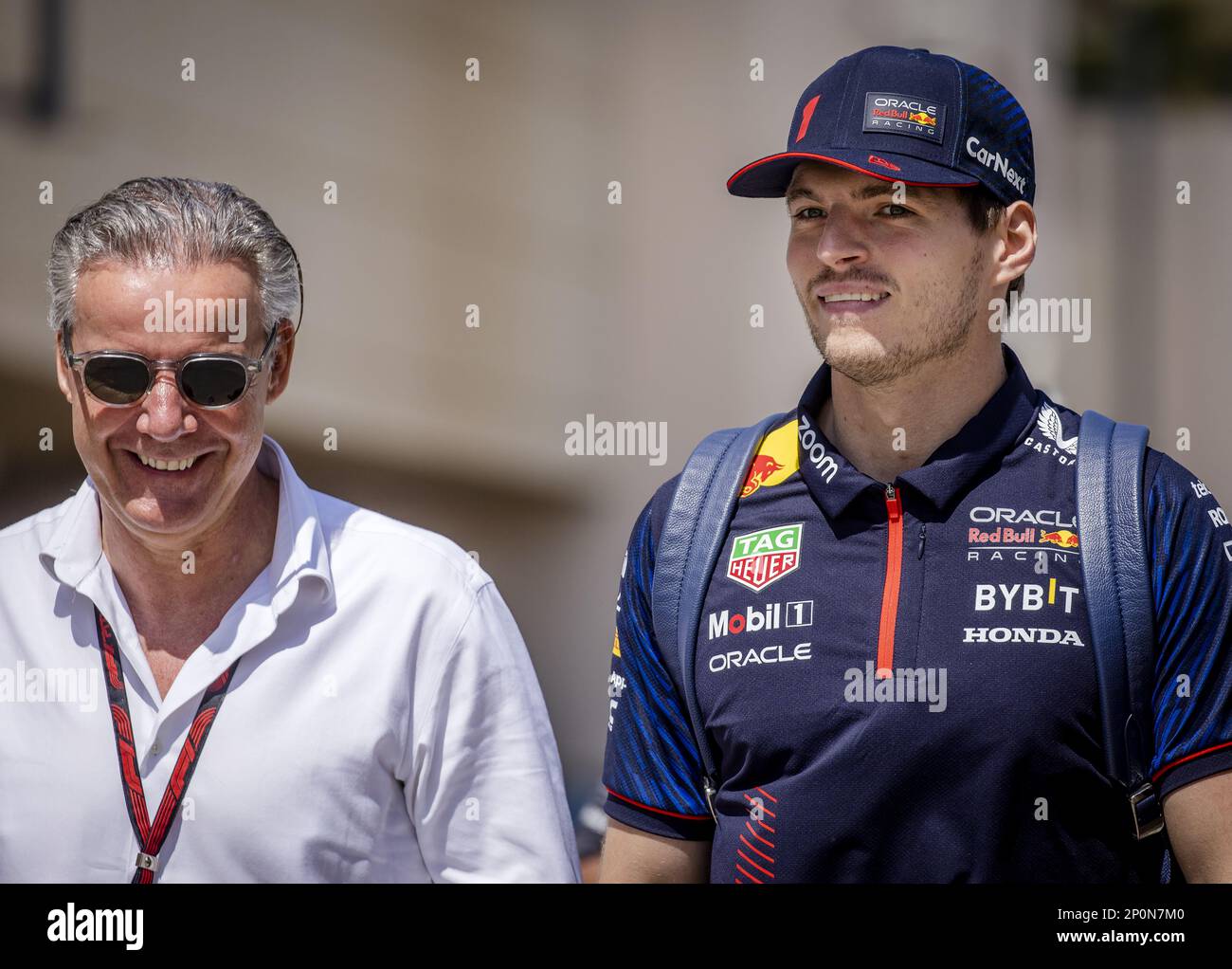 BAHRAIN - Max Verstappen (Red Bull Racing) arrives for the first free ...