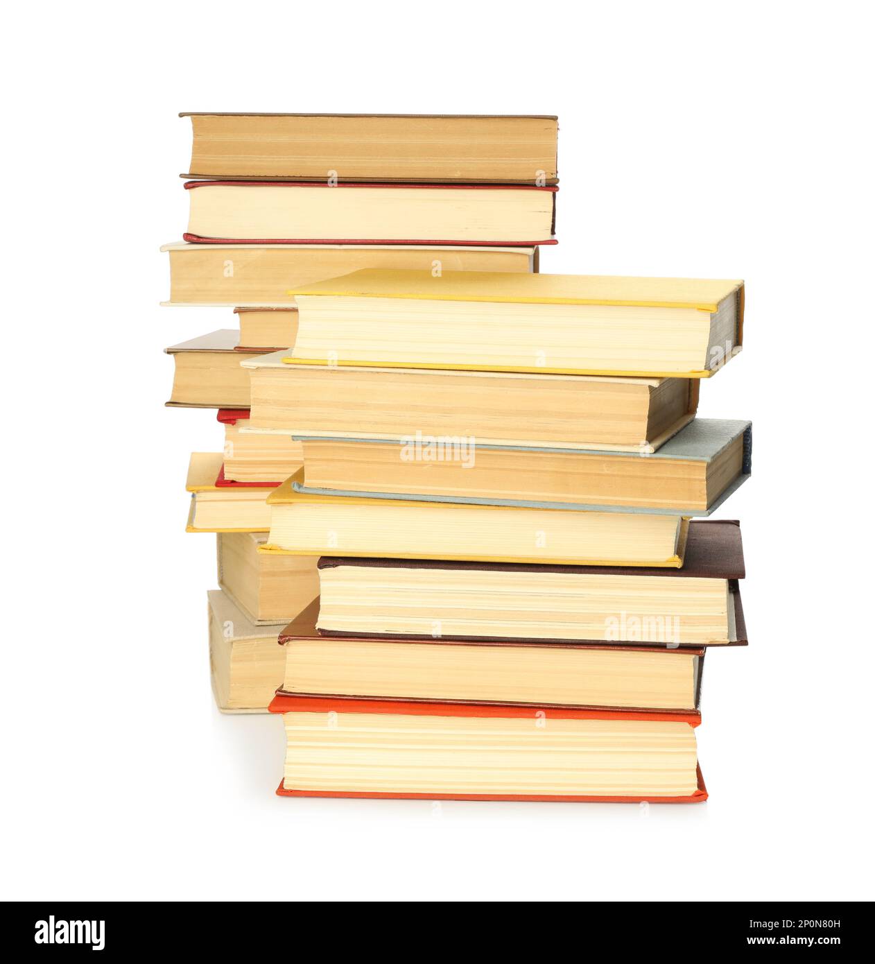 Lots of library books on white background Stock Photo - Alamy