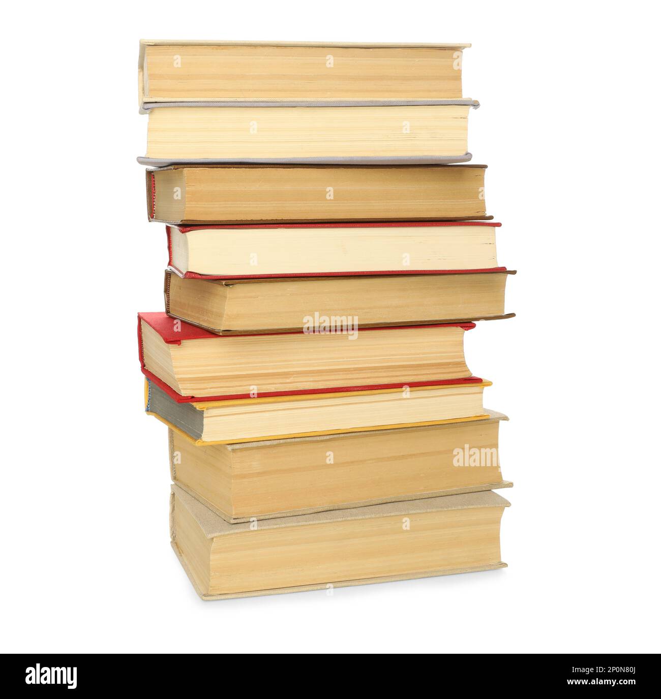 Stack of library books on white background Stock Photo - Alamy