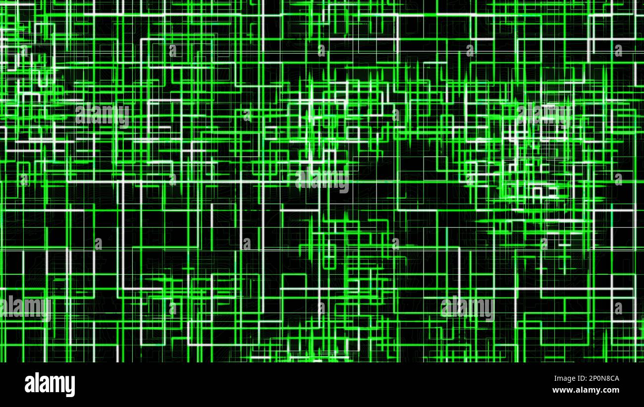 green web matrix strings connecting lines on abstract background with ...