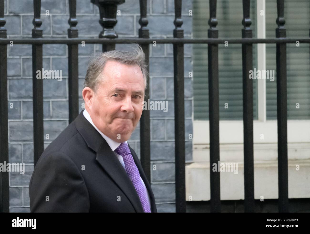 Dr Liam Fox MP (Con: North Somerset) leaving Downing Street after a ...